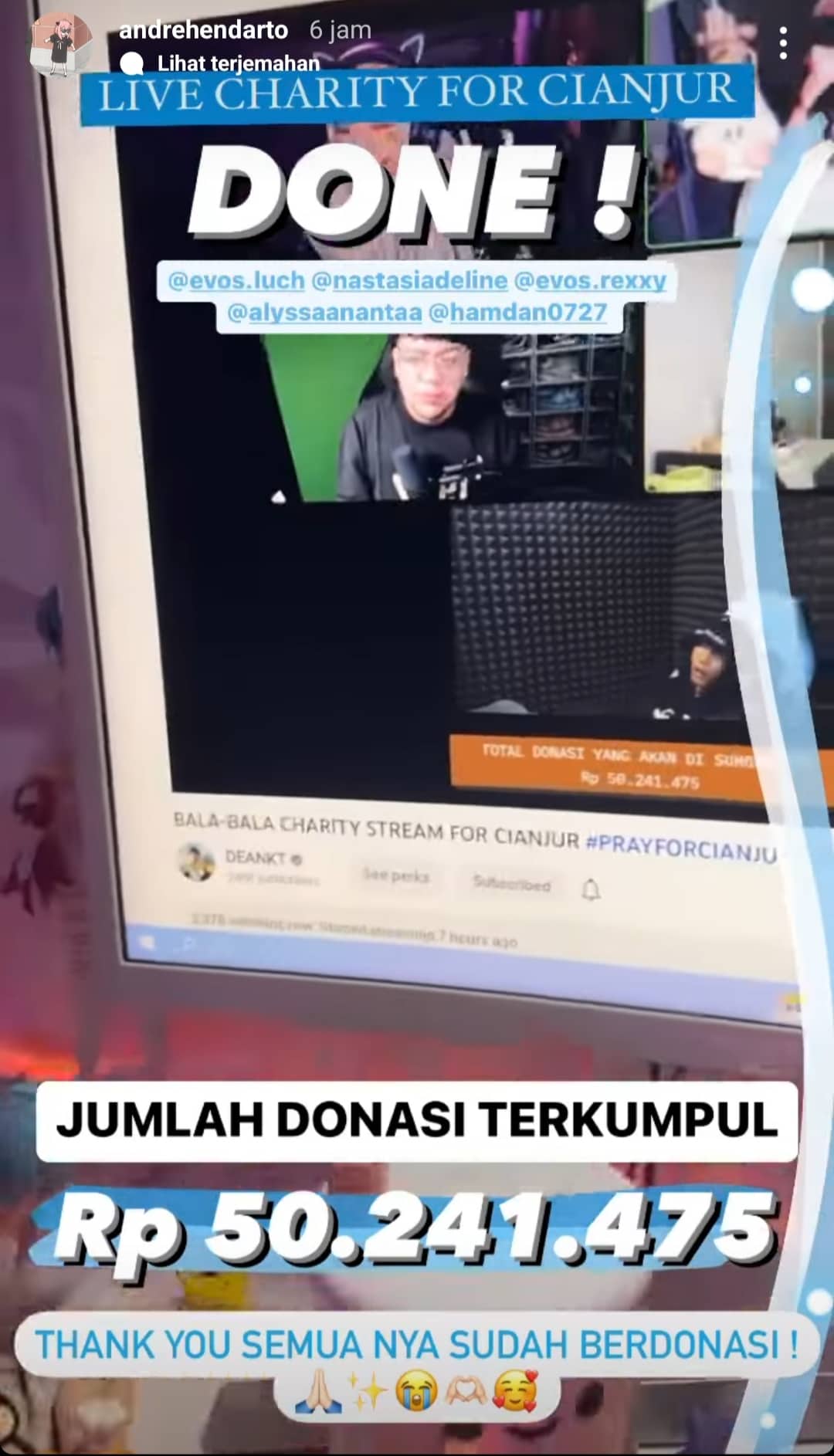 Peduli gempa Cianjur, DeanKT berhasil galang dana hingga Rp50 juta ...