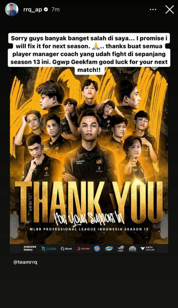 Pak AP minta maaf usai RRQ Hoshi gugur dari playoff MPL ID S13 | ONE ...