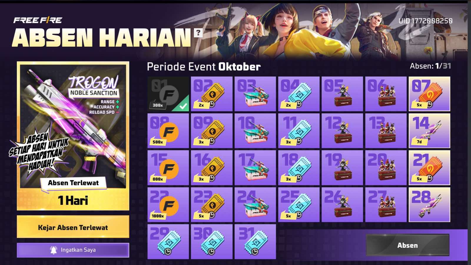 Cara dapat skin Trogon Free Fire gratis edisi bulan Oktober! | ONE ...