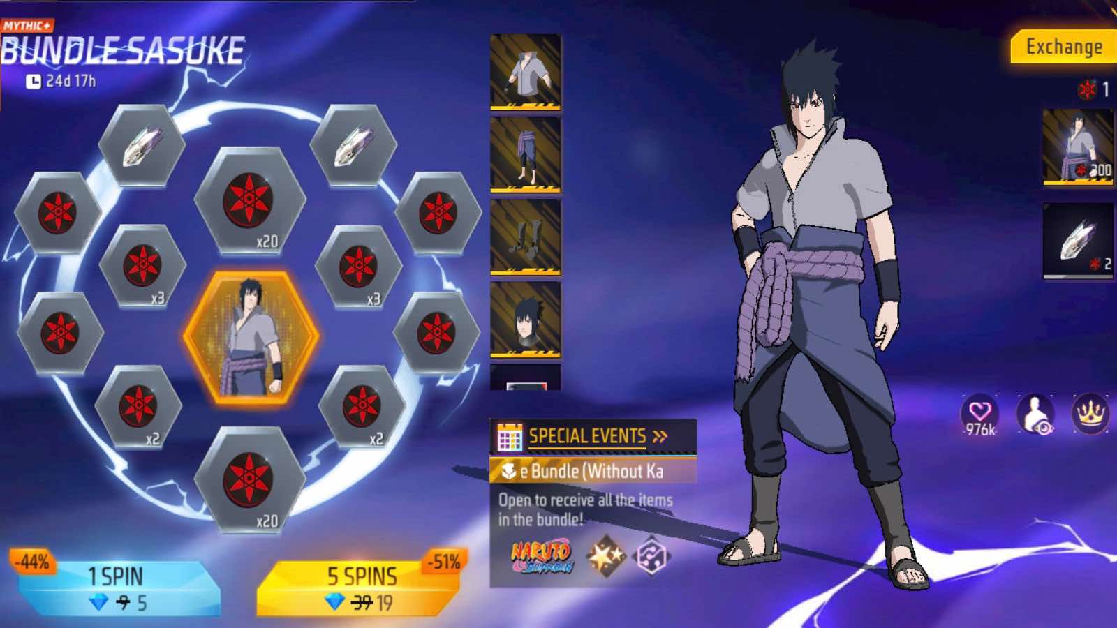 Cara dapat bundle Sasuke Free Fire eksklusif, mode Susanoo On! | ONE Esports Indonesia